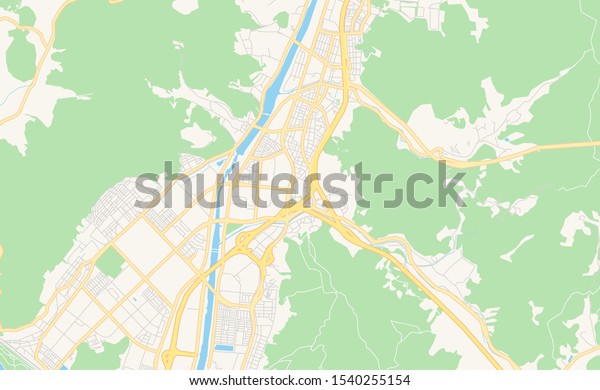Printable Street Map Yangsan Province South Stock Vector (Royalty Free ...