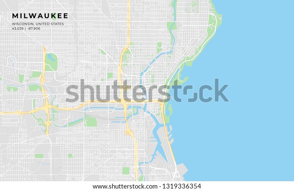 Printable Streetmap Milwaukee Including Highways Major Stock Vector ...