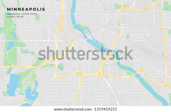 Printable Streetmap Minneapolis Including Highways Major Stock Vector ...