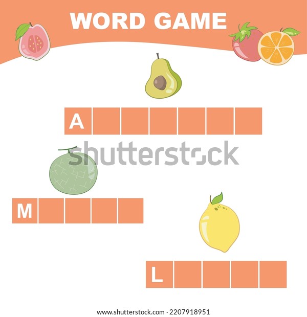 Printable Word Game Worksheet Toddlers Writing 库存矢量图（免版税）2207918951 ...