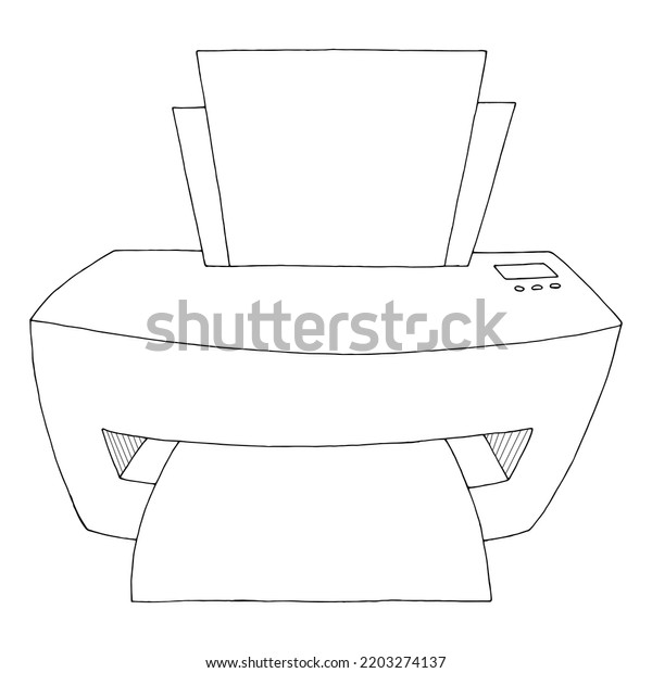 Printer Graphic Black White Sketch Isolated Stock Vector (Royalty Free ...