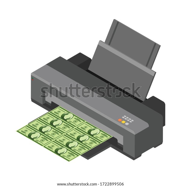 Printer Printing Money Dollar Isometric View Stock Vector (Royalty Free ...