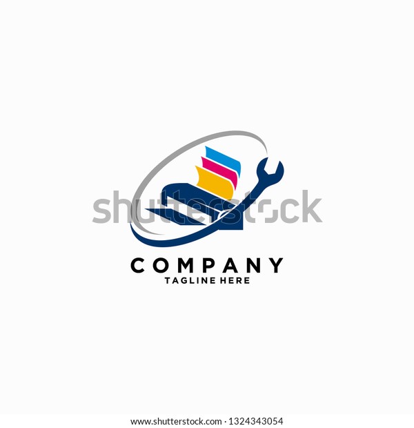 Printer Repair Service Maintenance Logo Vector Stock Vector (Royalty ...