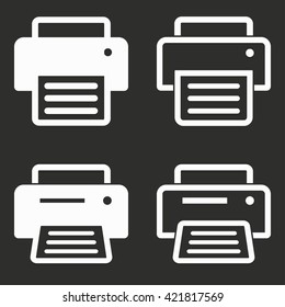 Printer Vector Icon White Illustration Isolated Stock Vector (Royalty ...