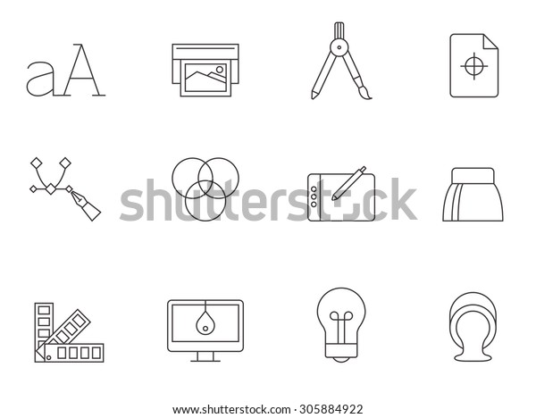 Printing Graphic Design Icons Thin Outlines Stock Vector (Royalty Free ...