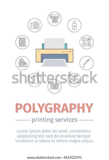 Printing Polygraphy Infographic Line Icons Printing Stock Vector ...