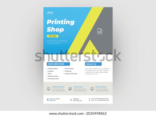 Printing Shop Flyer Template Press Printing Stock Vector (Royalty Free ...