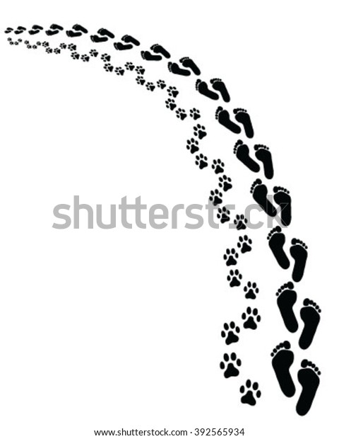 Prints Human Feet Dog Pawsvector Wallpaper Stock Vector (Royalty Free ...