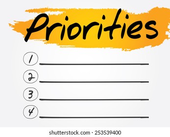 Priorities Blank List Vector Concept Background Stock Vector (Royalty ...