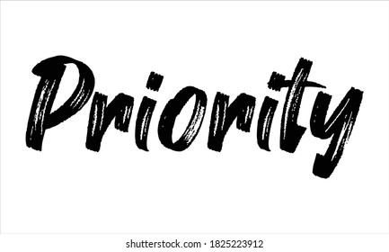 Priority Hand Drawn Brush Lettering Words Stock Vector (Royalty Free ...