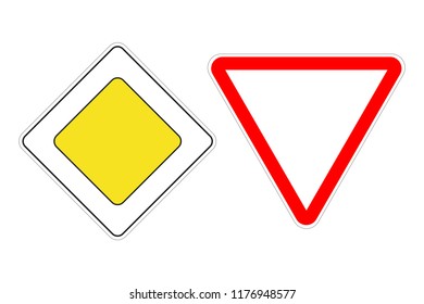 Priority Road Sign Give Way Sign Stock Vector (Royalty Free) 1176948577 ...
