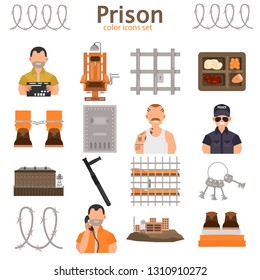 Prison Color Flat Icons Set Web Stock Vector (Royalty Free) 1310910272