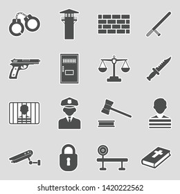 Prison Icons Sticker Design Vector Illustration Stock Vector (Royalty ...