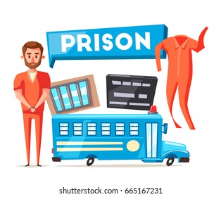 Prison Prisoner Character Design Cartoon Illustration Stock Vector ...