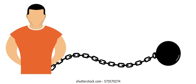 Prisoner Man Icon Chain Black Vector Stock Vector (Royalty Free ...