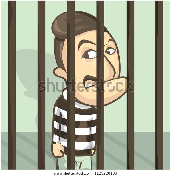 Prisoner Man Prison Vector Cartoon Illustration Stock Vector (Royalty ...