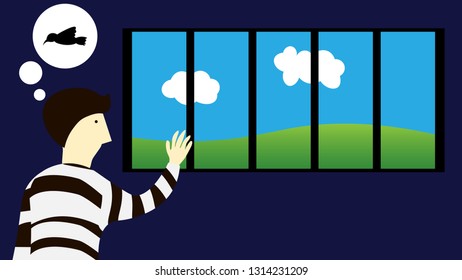 Prisoners Prison Thinking Freedom Stock Vector (Royalty Free ...