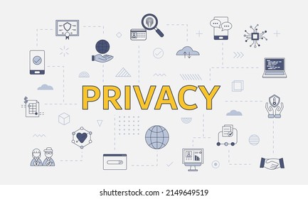 Privacy Concept Icon Set Big Word Stock Vector (Royalty Free ...