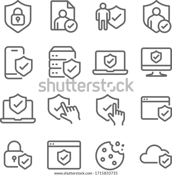 Privacy Policy Symbol Icon Set Vector Stock Vector (Royalty Free ...