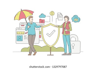 Privacy Protection Vector Illustration Concept Symbol 스톡 벡터(로열티 프리 ...