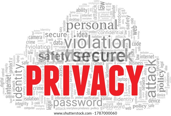 Privacy Word Cloud Isolated On White Stock Vector (Royalty Free ...