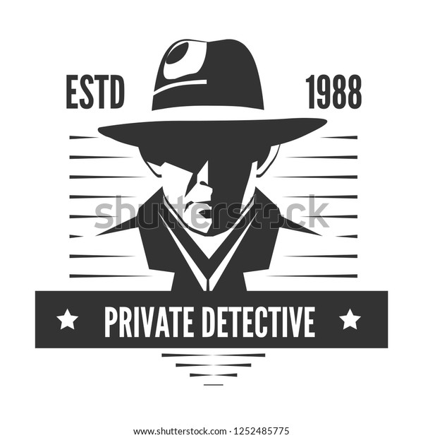 Private detective logo of vector man in hat for investigation service ...