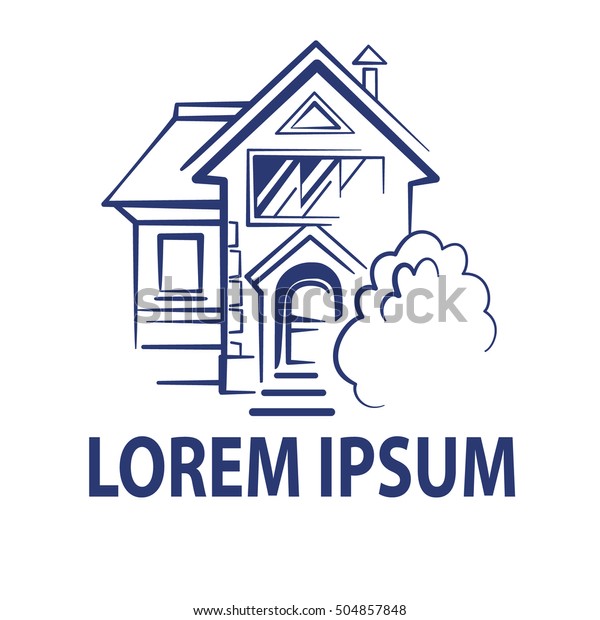 Private House Logo Detached House Sketch Stock Vector (Royalty Free ...