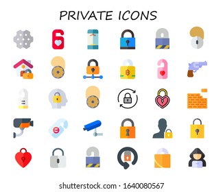 Private Icon Set 30 Flat Private Stock Vector (Royalty Free) 1640080567