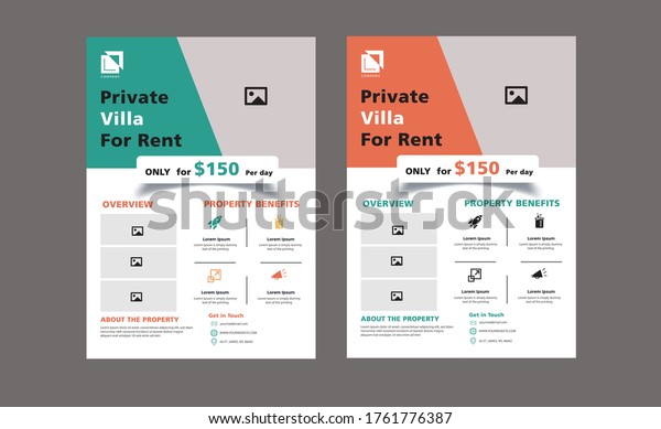 Private Villa Rent Flyer Design A4 Stock Vector (Royalty Free) 1761776387