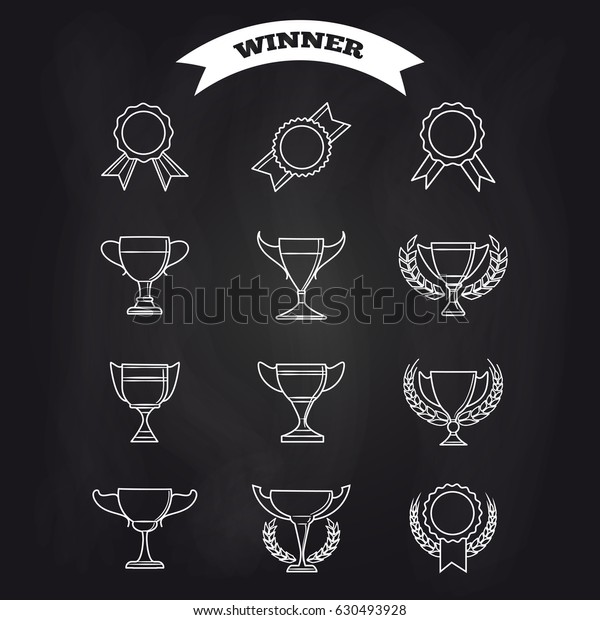 Prizes Trophy Signs Vector Awards Icons Stock Vector (Royalty Free ...