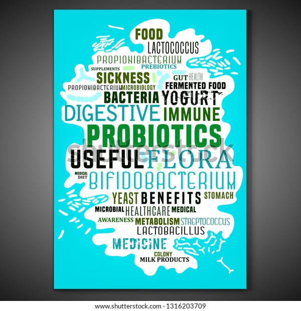 Probiotics Prebiotics Lettering Tags Cloud Poster Stock Vector (Royalty ...
