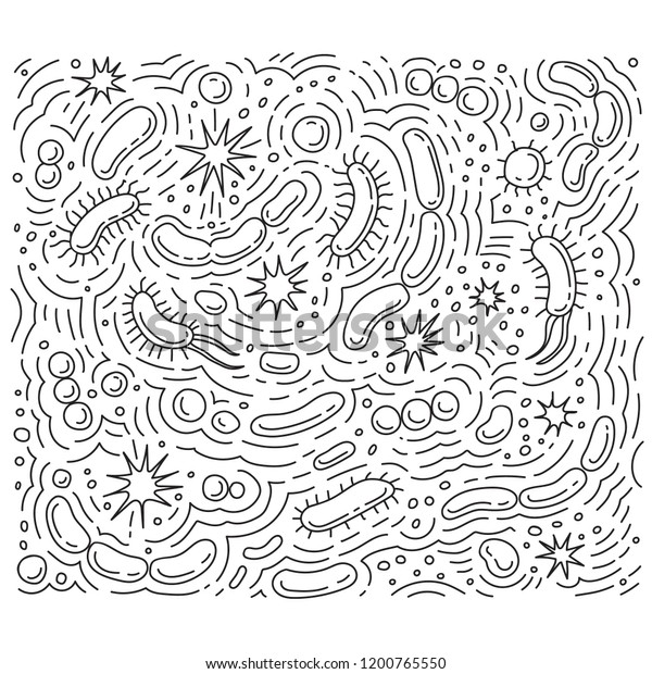 Probiotics Vector Illustration Doodles Drawing Bacteria Stock Vector ...