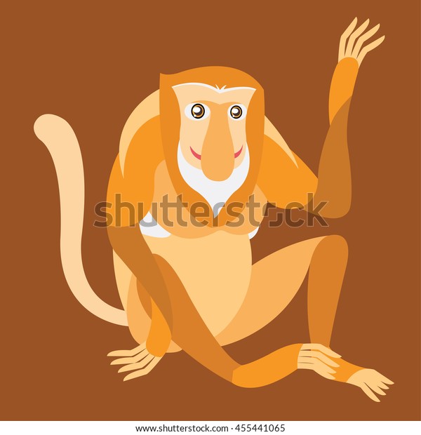 Proboscis Monkey Outline Color Background Vector Stock Vector (Royalty ...
