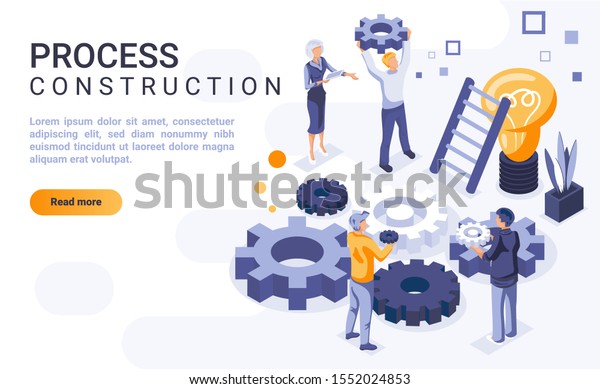 Process Construction Landing Page Vector Template Stock Vector (Royalty ...