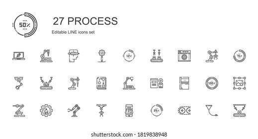 Process Icons Set Collection Process Conveyor Stock Vector (Royalty ...