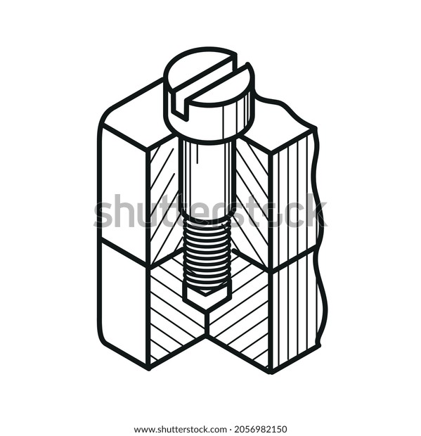 Process Screwing Screw Into Piece Wood Stock Vector (Royalty Free ...