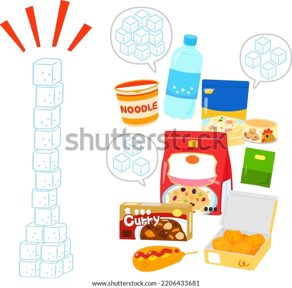 Processed Foods Sugar Large Amounts Sugar Stock Vector (Royalty Free ...