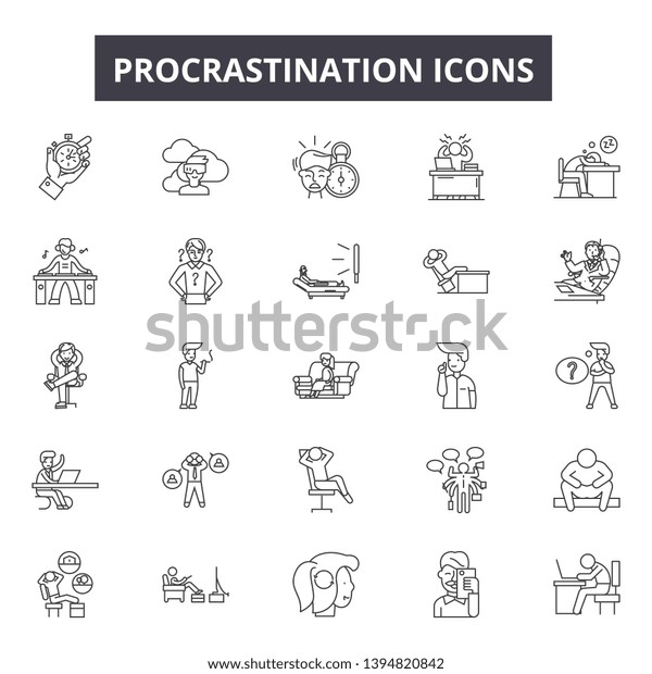 Procrastination Line Icon Signs Linear Vector Stock Vector (Royalty ...