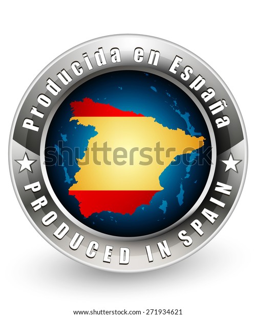 Produced Spain Label Outline Map Vector Stock Vector (Royalty Free ...