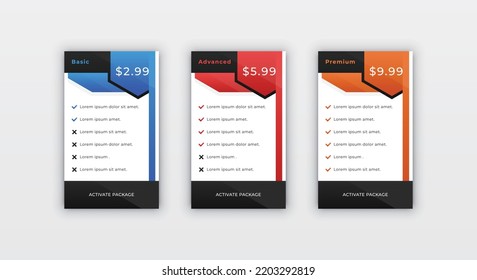 Product Purchase Comparison Pricing Table Design Stock Vector (Royalty ...