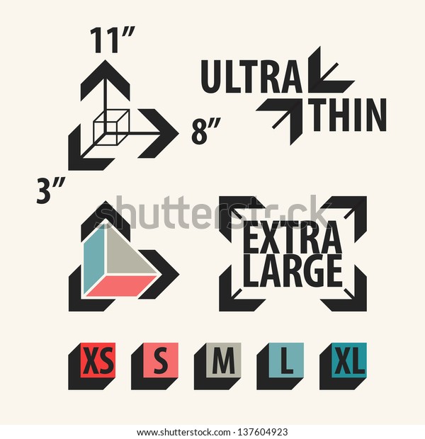 Product Size Icons Set Vector Illustration Stock Vector (Royalty Free ...