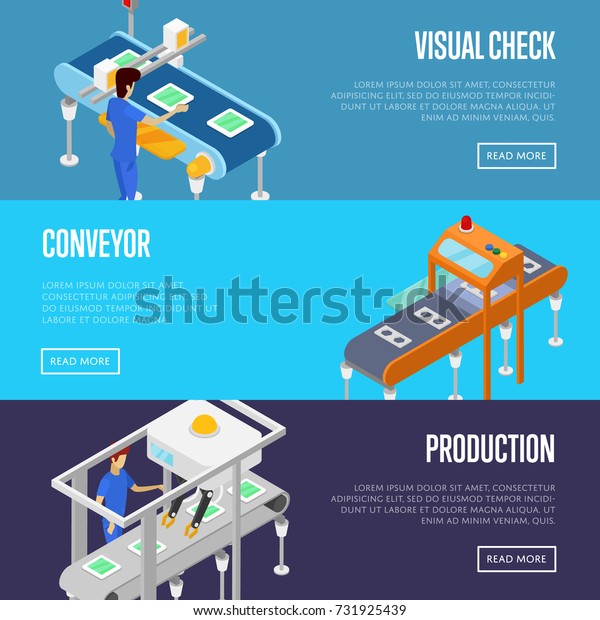 Production Line Isometric 3d Posters Set Stock Vector (Royalty Free ...