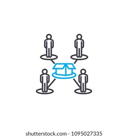 Production Line Workers Linear Icon Concept Stock Vector (Royalty Free ...