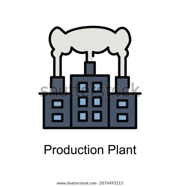 Production Plant Vector Fill Outline Icon Stock Vector (Royalty Free ...