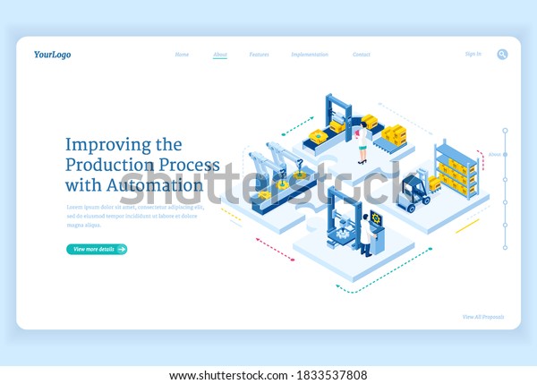 Production Process Automation Isometric Landing Page Stock Vector ...