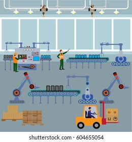 Modern Factory Assembly Line Vector Illustration Stock Vector (Royalty ...