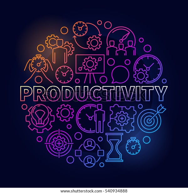 Productivity Colorful Round Illustration Vector Linear Stock Vector ...