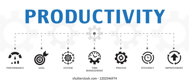 Productivity Concept Template Horizontal Banner Contains Stock Vector ...