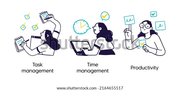 Productivity Management Tools Set Business Concept Stock Vector ...
