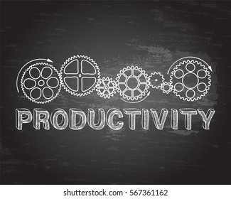 Productivity Text Gear Wheels Hand Drawn Stock Vector (Royalty Free ...